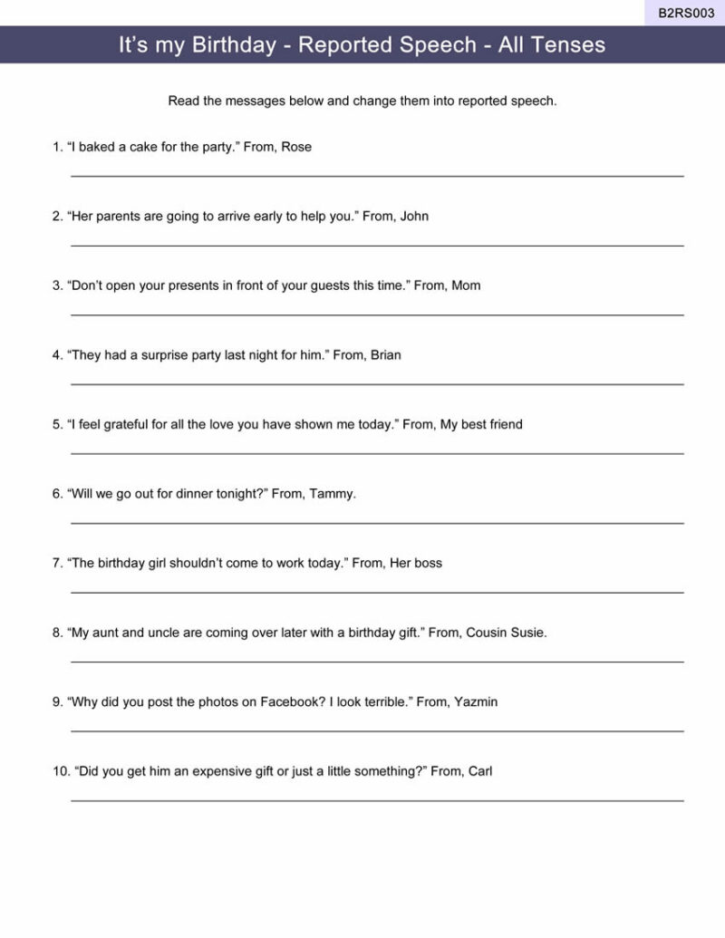 Reported Speech – Modals – B2RS003 – ESL EFL Classroom material – Toony ...